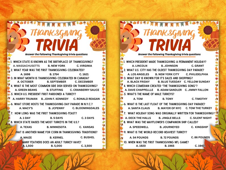 Thanksgiving Trivia Game Pack | Thanksgiving Games | Friendsgiving Game ...