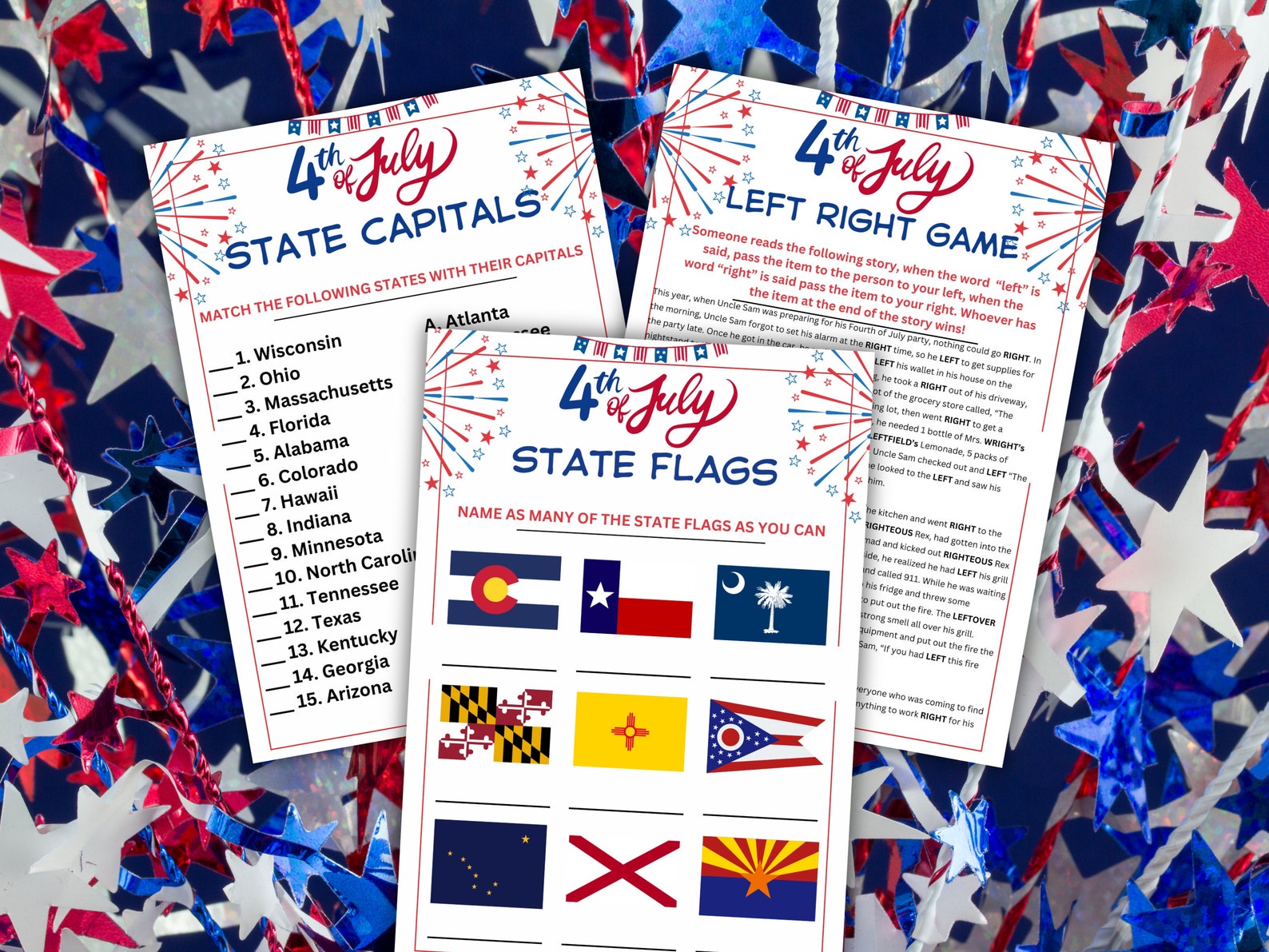 4th of July Printable Family Game Collection Fourth of July Kids Games ...