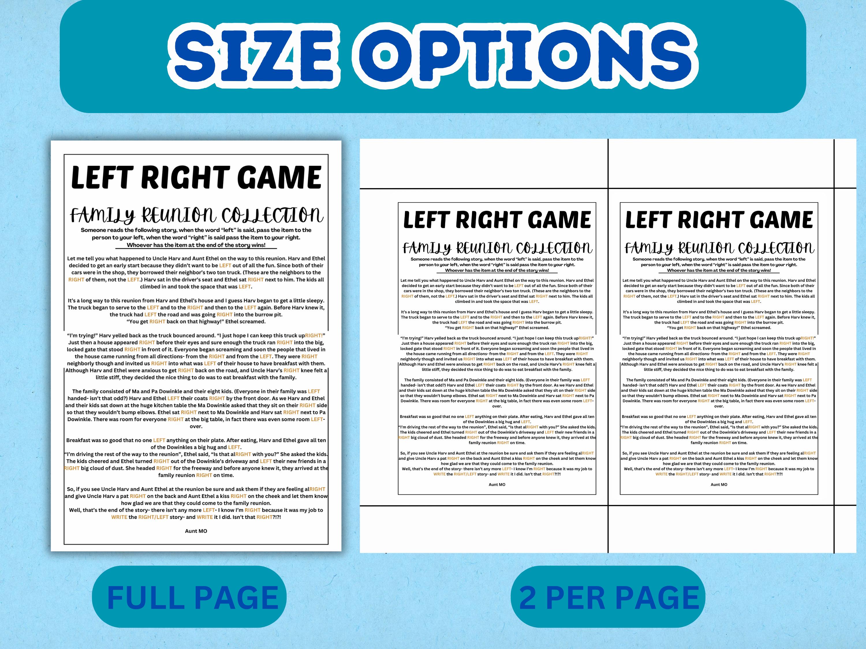 Family Reunion Left Right Game | Pass the Prize Game | Family Game ...