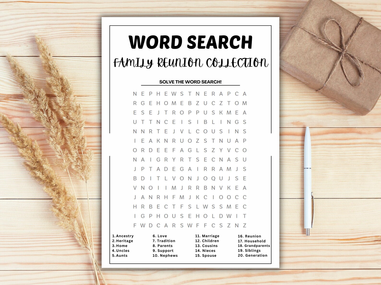 Family Reunion Word Search Game | Word Search | Family Reunion Games ...