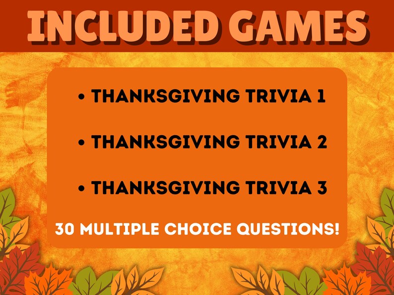 Thanksgiving Trivia Game Pack | Thanksgiving Games | Friendsgiving Game ...