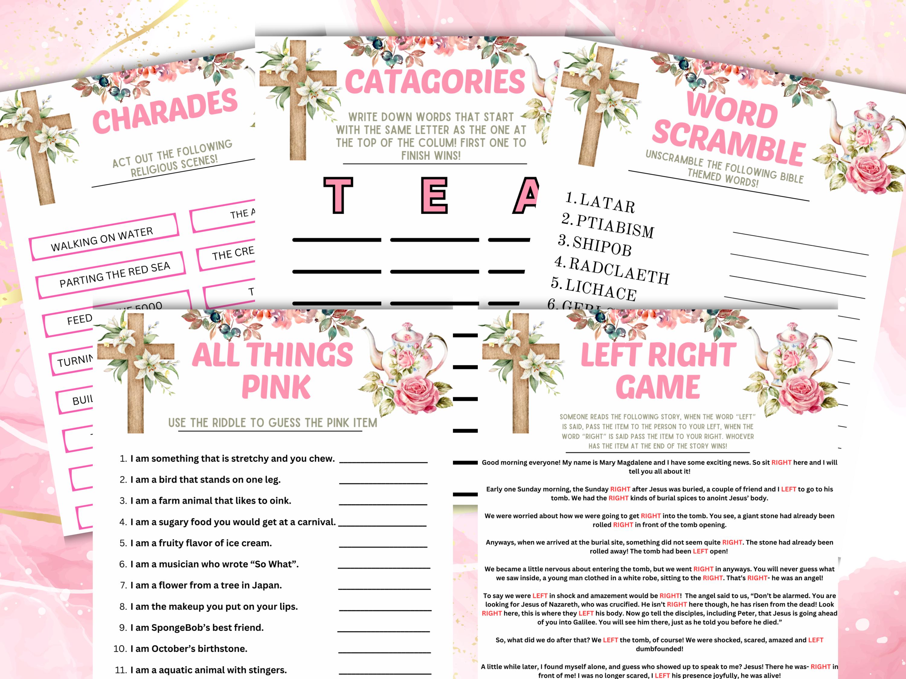 Bible Tea Party Printable Games | Christian Games for Adults & Kids ...