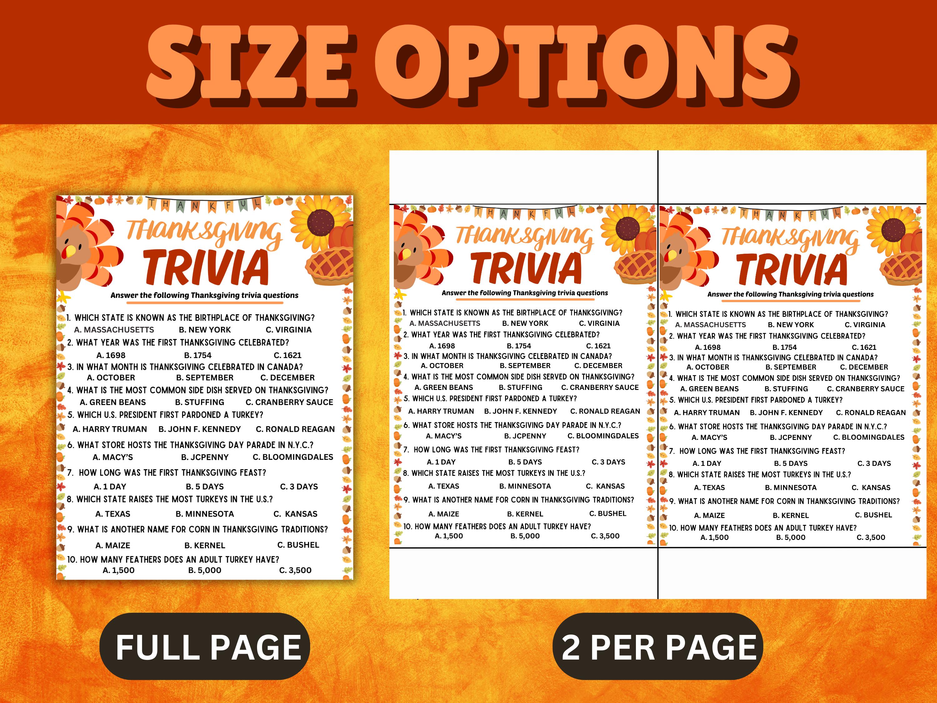Thanksgiving Trivia Game Pack | Thanksgiving Games | Friendsgiving Game ...