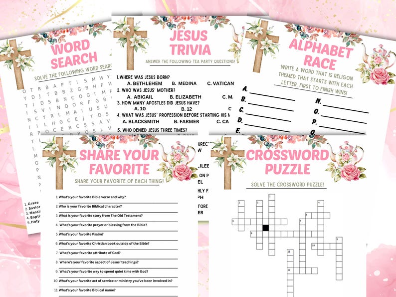 Bible Tea Party Printable Games | Christian Games for Adults & Kids ...