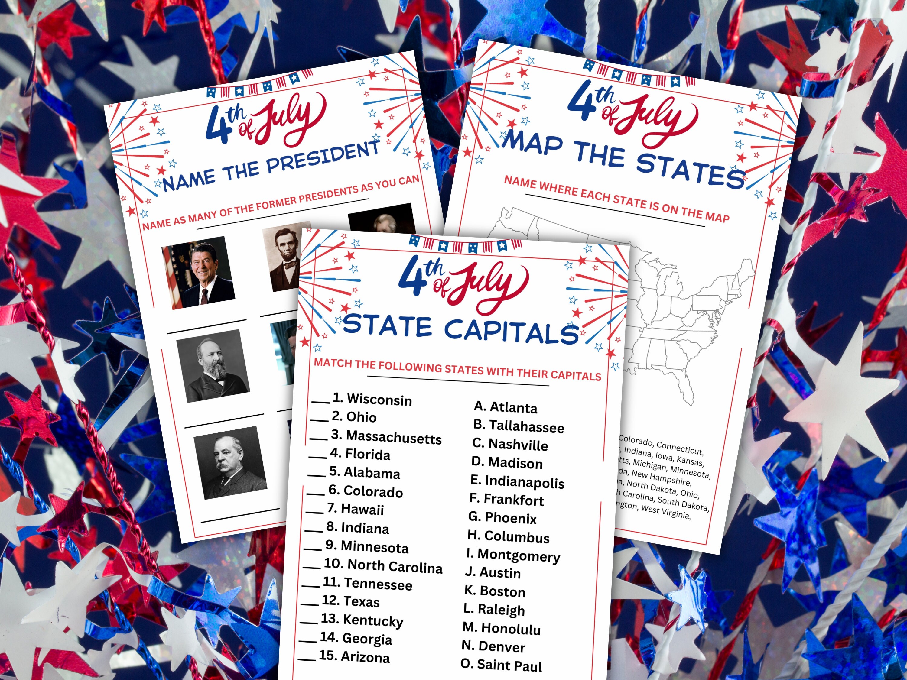 4th of July Printable Family Game Collection Fourth of July Kids Games ...