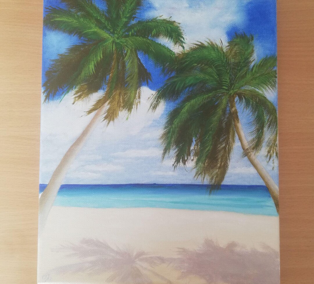 Florida Beach Painting Palm Tree Painting Original Art Seascape Artwork ...