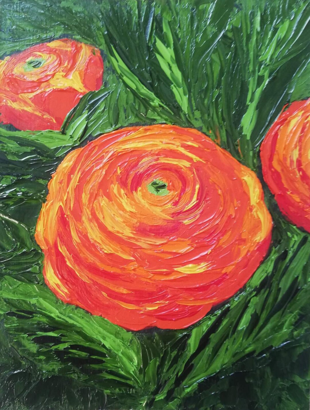 Ranunculus Painting Floral Original Art Impasto Ranunculus Flower ...
