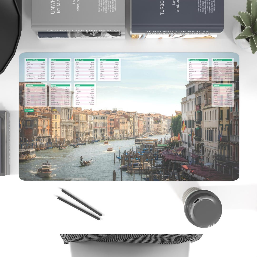 XXL Italian Desk Mat – 100 Essential Italian Words & Phrases for Easy ...
