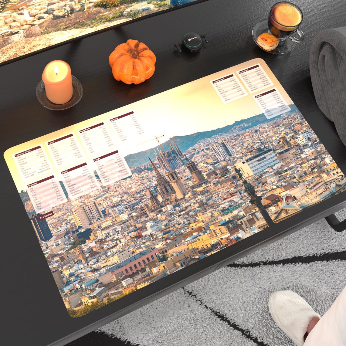 XXL Spanish Desk Mat – 100 Essential Spanish Words & Phrases for Easy ...