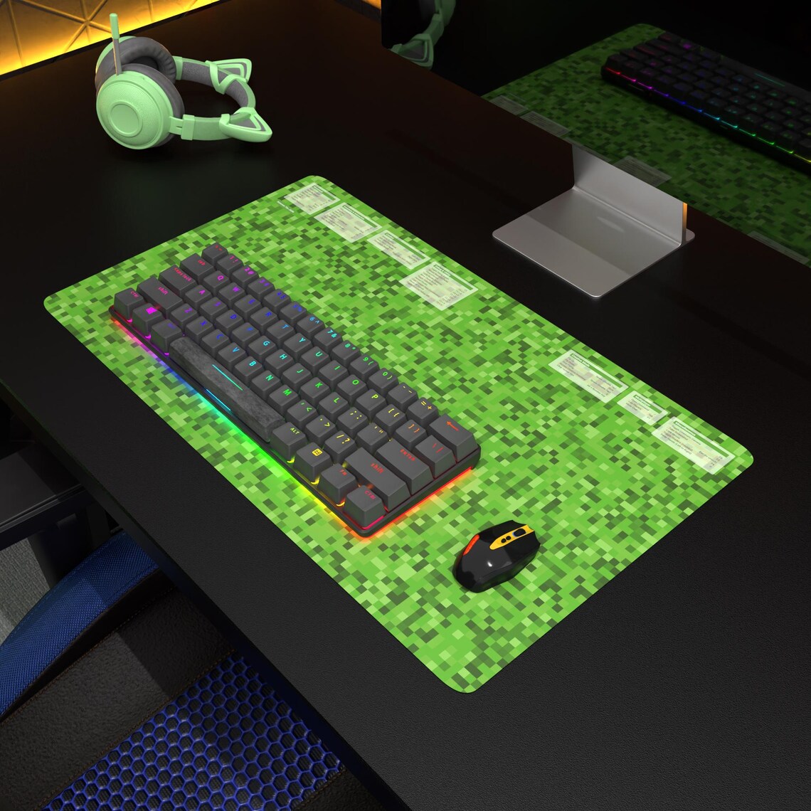 Large Gamer Desk Mat - Minecraft Keyboard Shortcuts - Etsy