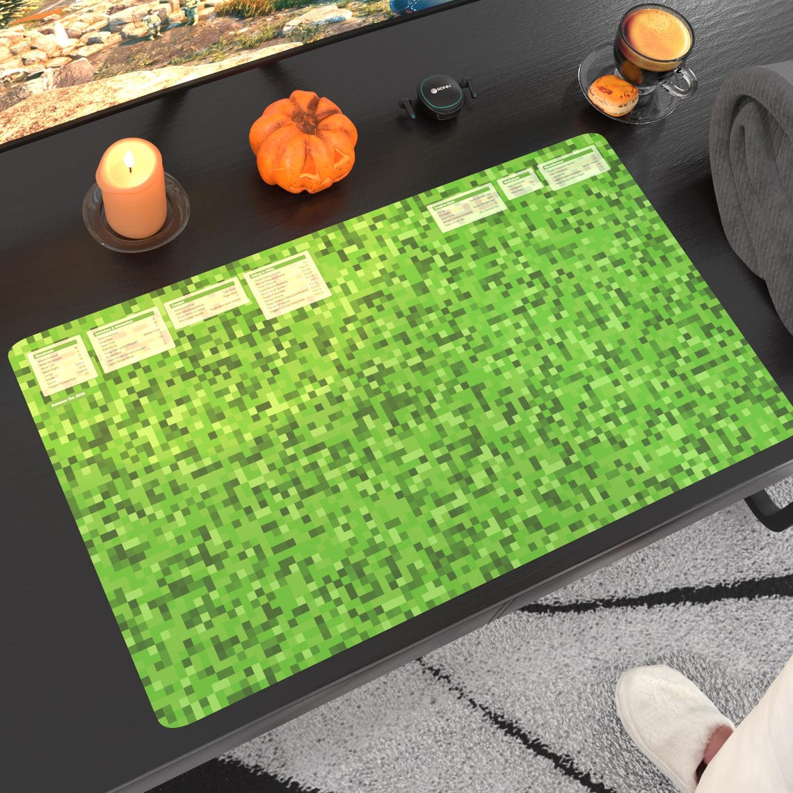 Large Gamer Desk Mat - Minecraft Keyboard Shortcuts - Etsy