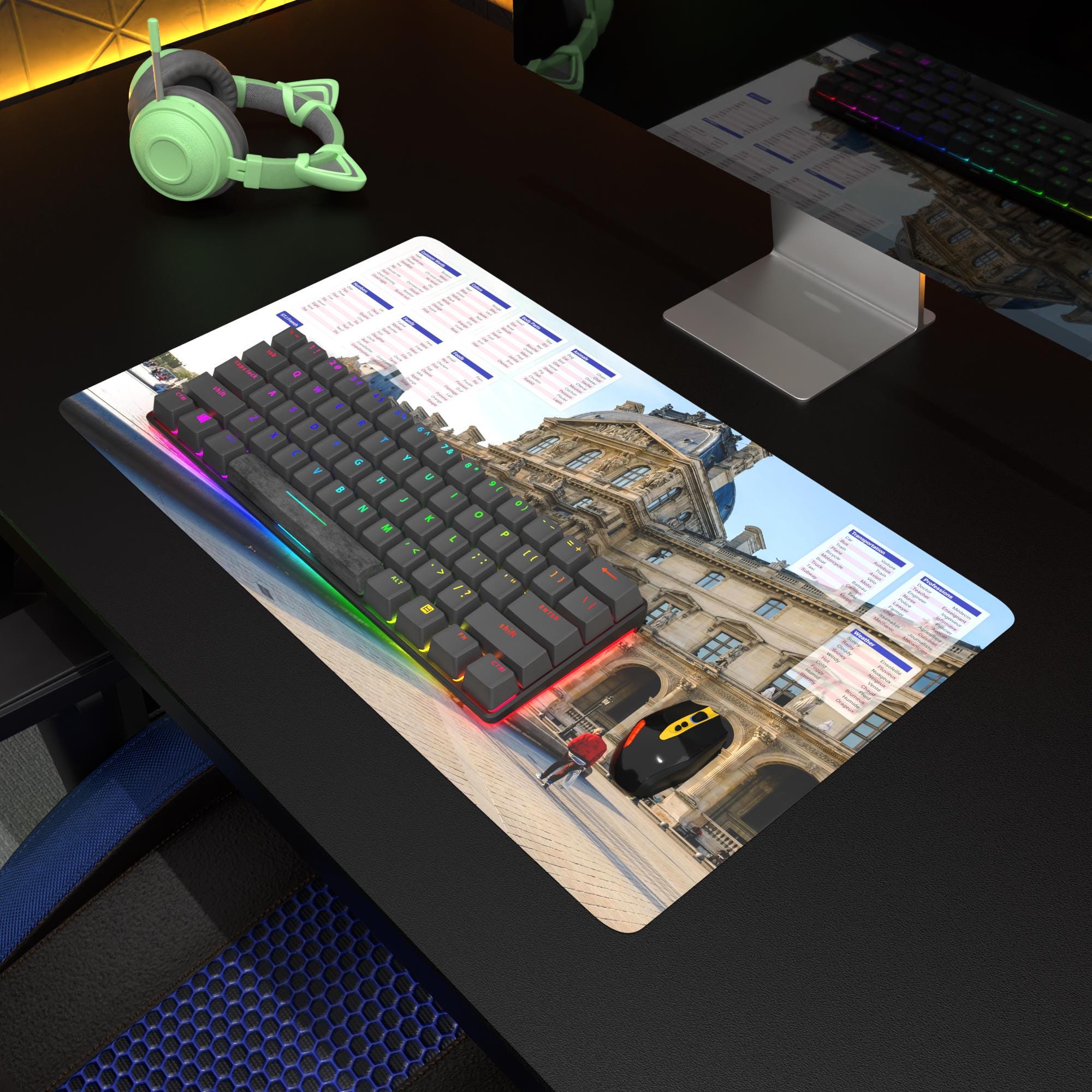 XXL French Desk Mat – 100 Essential French Words & Phrases for Easy ...