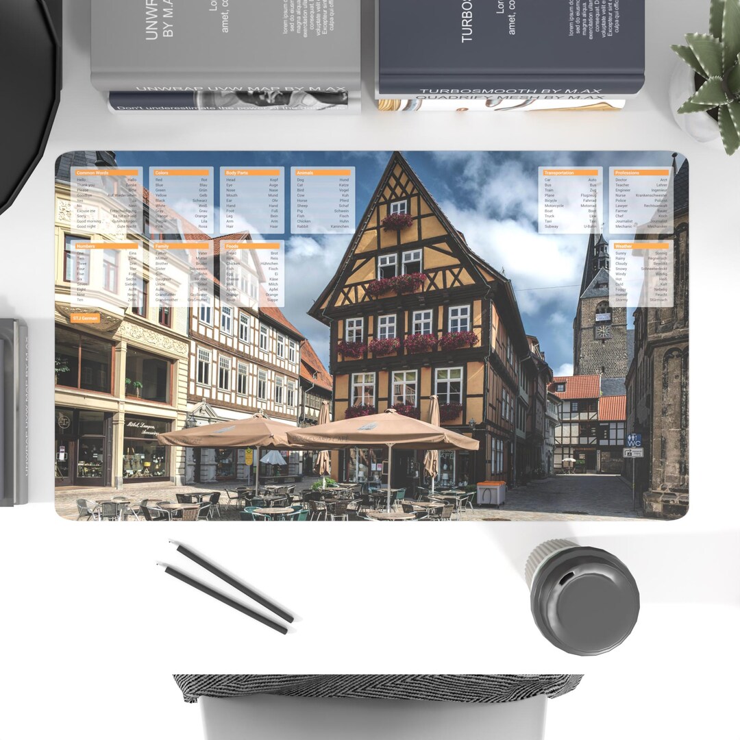 XXL German Desk Mat – 100 Essential German Words & Phrases for Easy ...