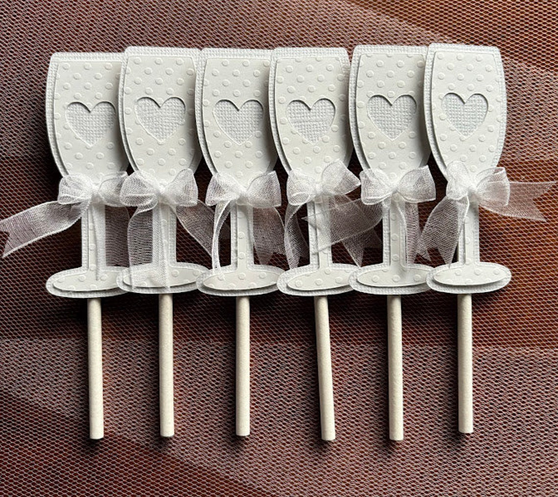 Champagne Flute Cupcake Toppers/wedding Party/bridal Shower /marriage ...