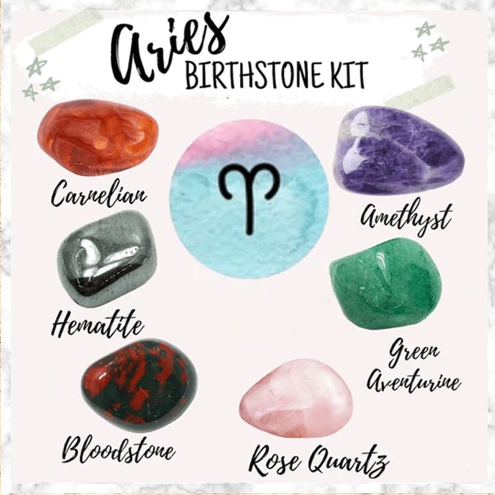 Aries Birthstones Crystal Set, 6 Tumbled Stones, crystal Gift Kits - Etsy