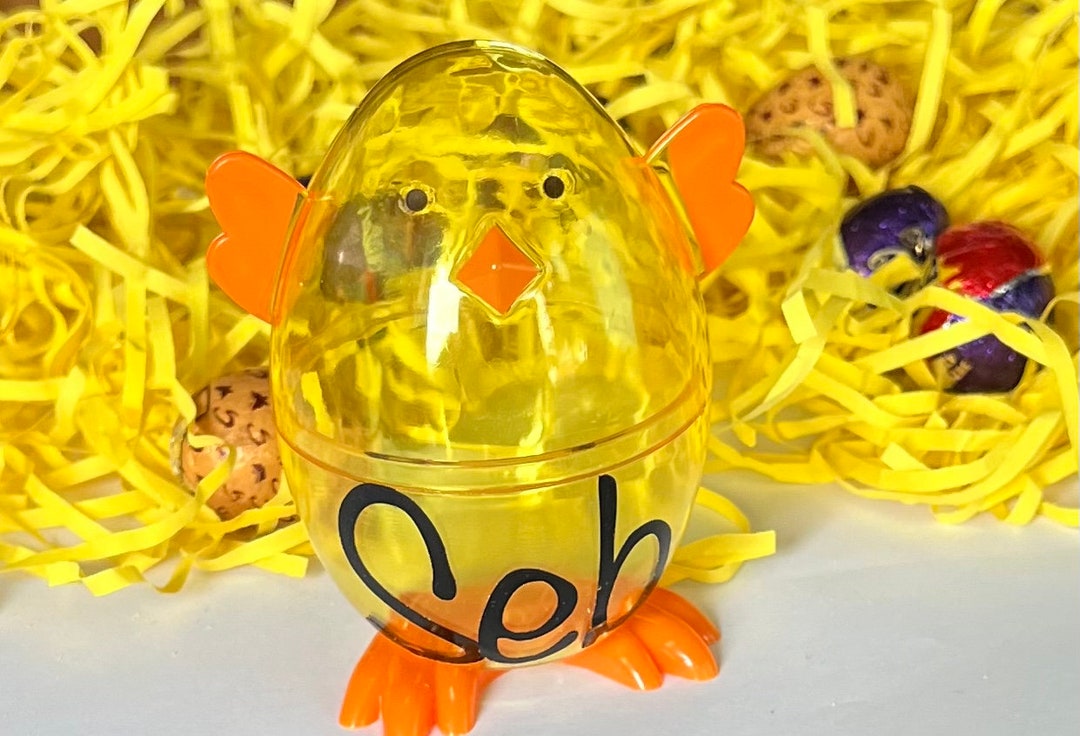 Personalised Fillable Plastic Easter, Chick, Carrot and Bunny - Etsy UK