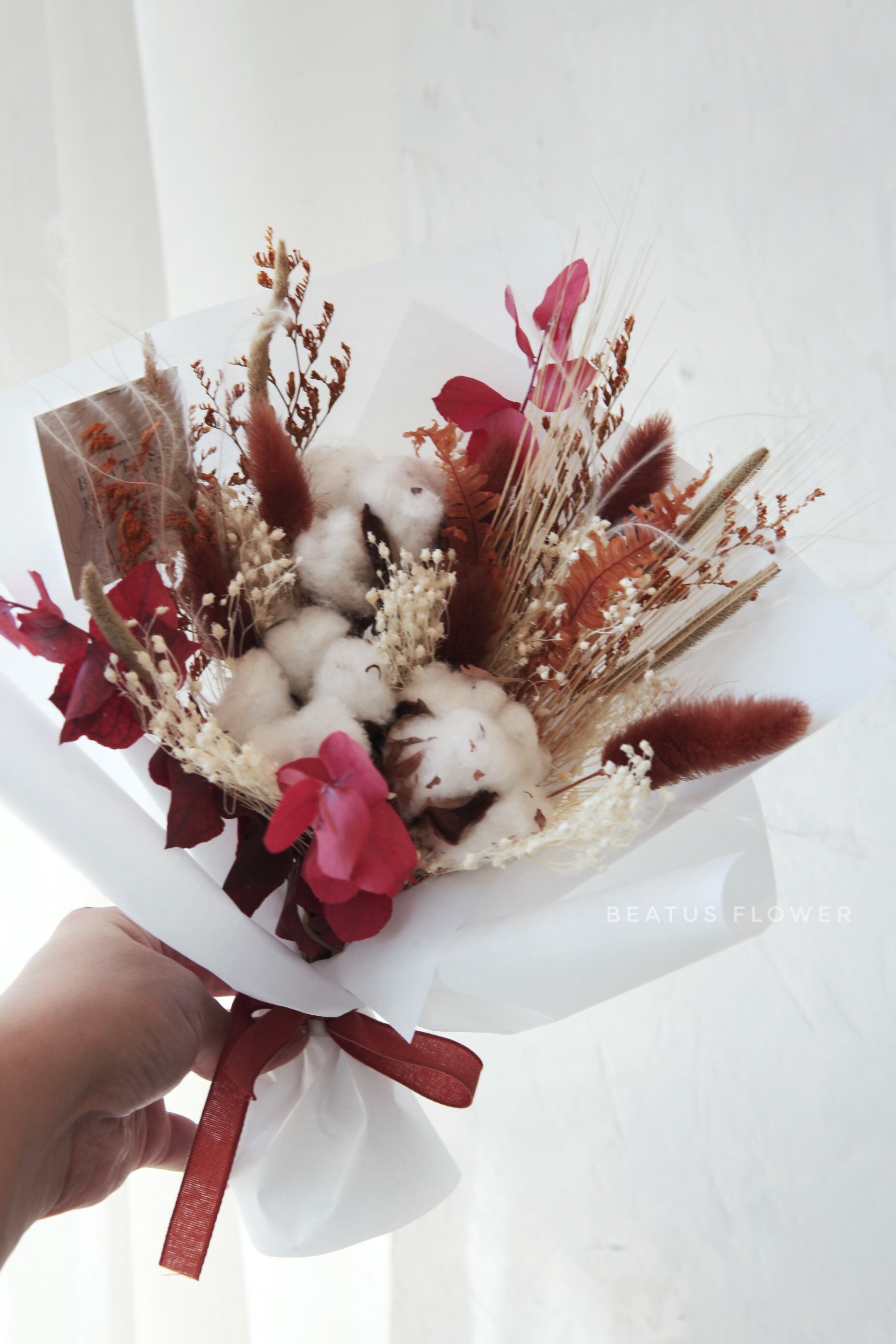 Cotton Flower Bouquet With Warm Heart / Cotton Flowers / Gift - Etsy