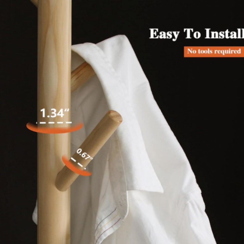 Coat Rack Freestanding, Wooden Coat Tree, Adjustable Height Floor ...