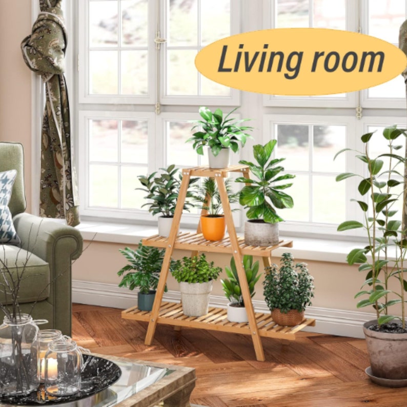 Plant Stand Indoor, Outdoor Bamboo Plant Stands for Multiple Plants ...
