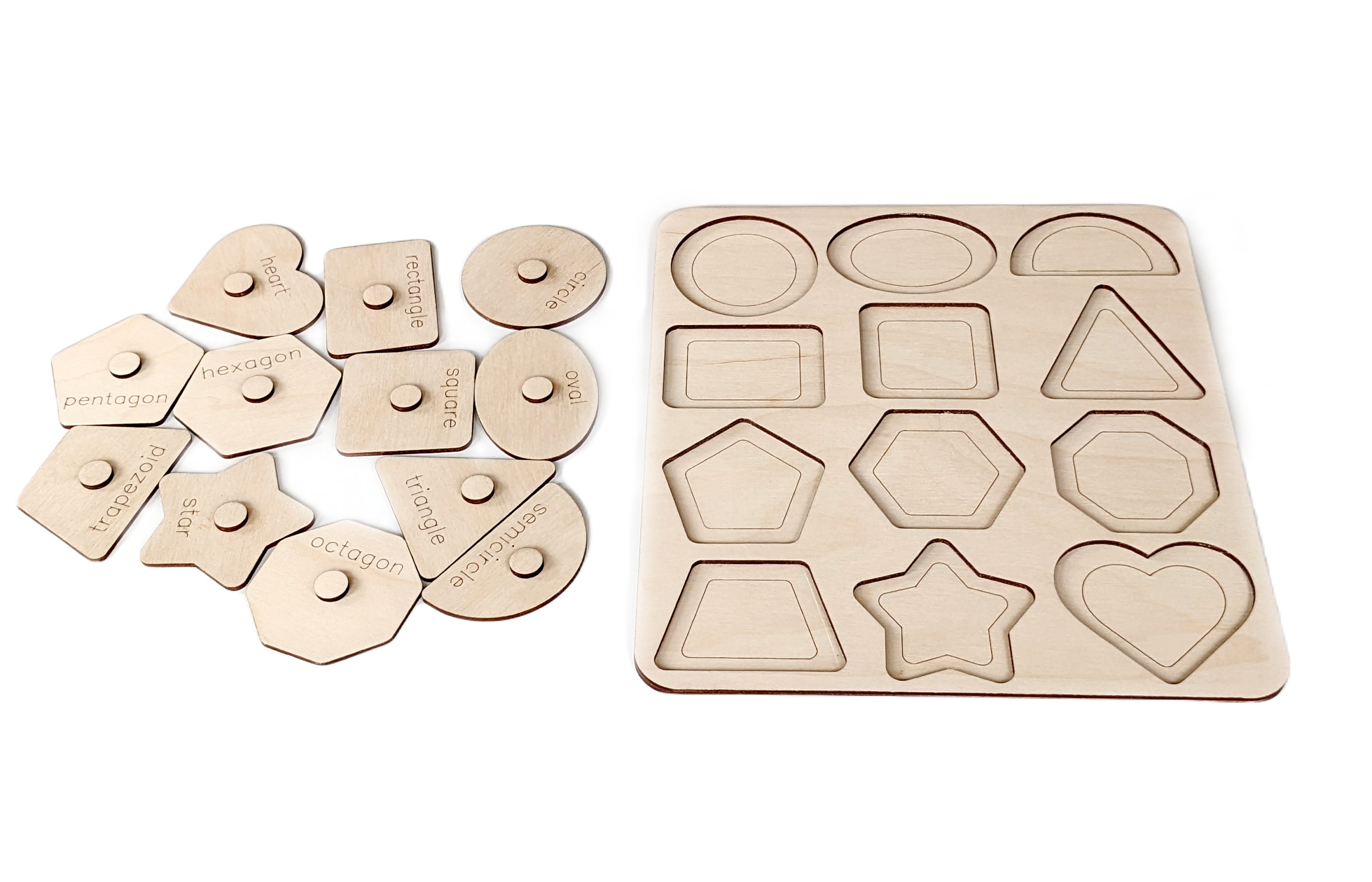 Wooden Geometric Shapes Puzzle for Kids 12-piece Educational | Etsy