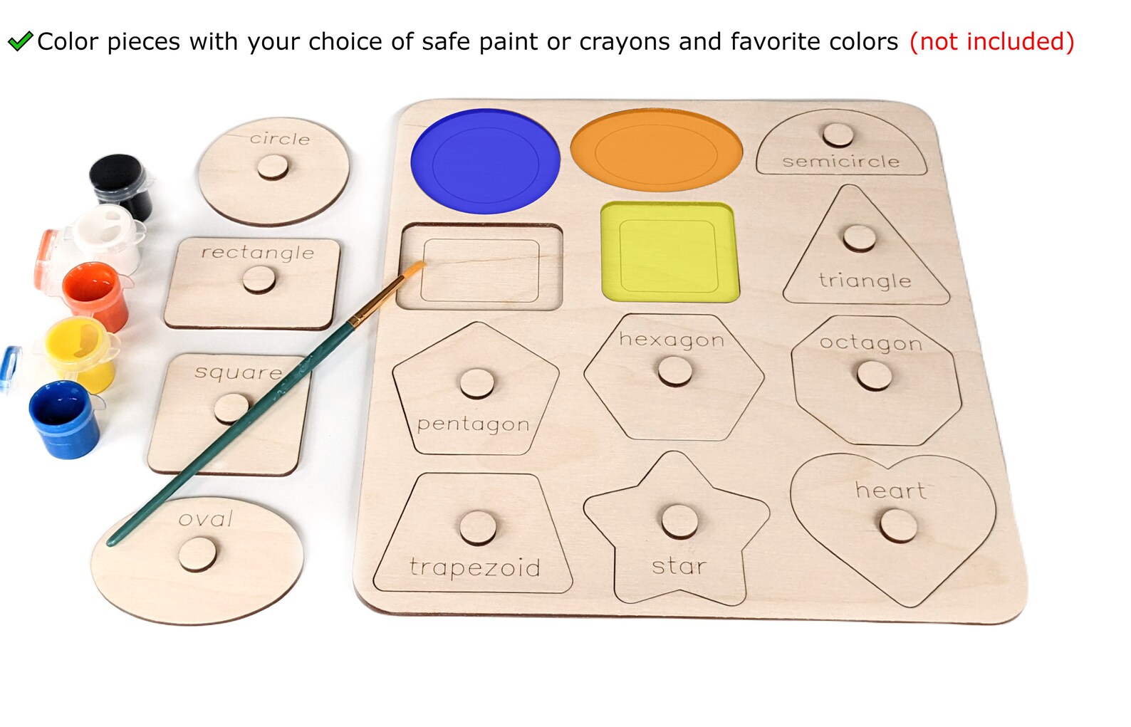 Wooden Geometric Shapes Puzzle for Kids 12-piece Educational | Etsy