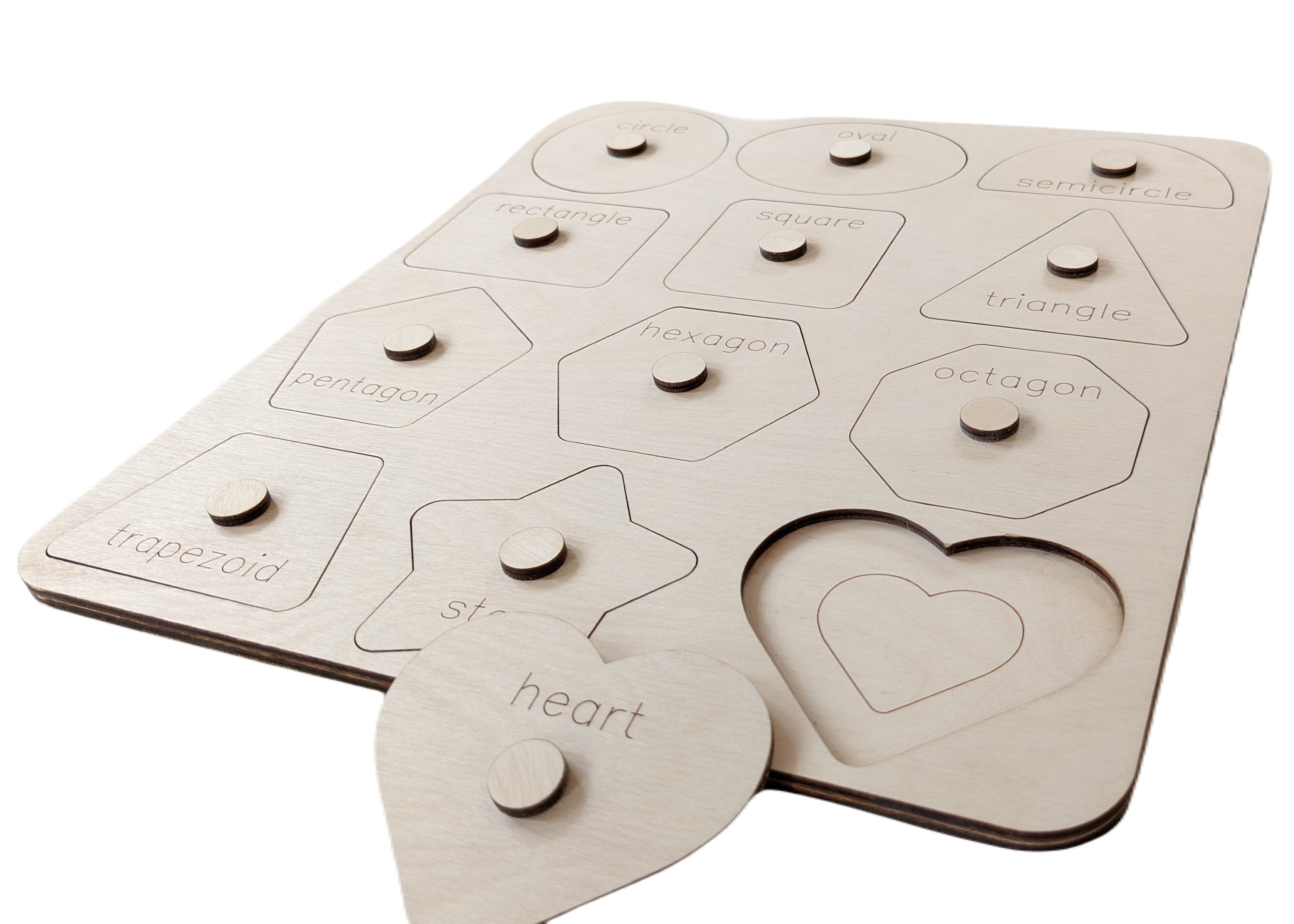 Wooden Geometric Shapes Puzzle for Kids 12-piece Educational | Etsy