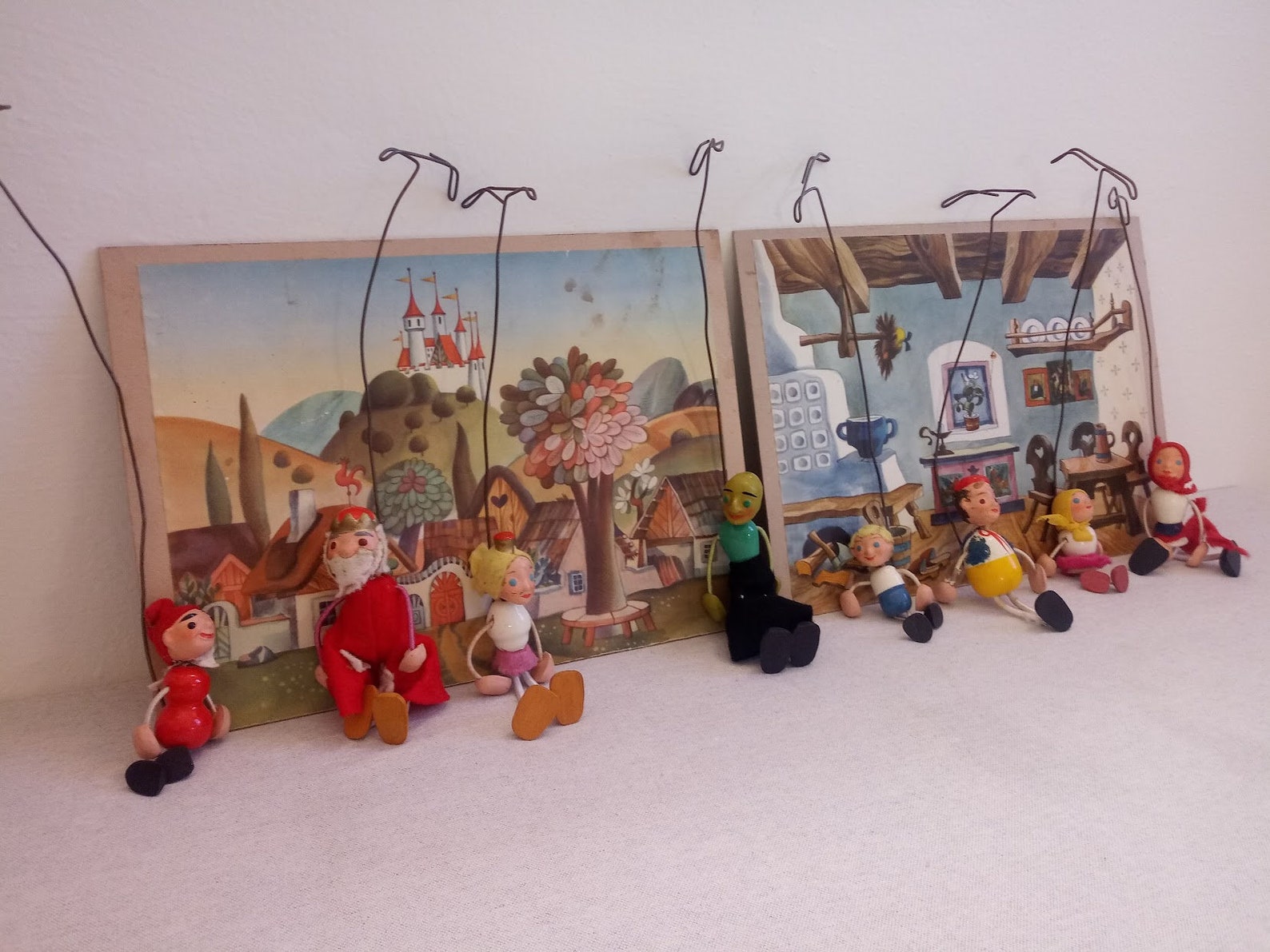 Puppet Theater Set of Backgrounds and Adorable Handmade Puppets, King ...