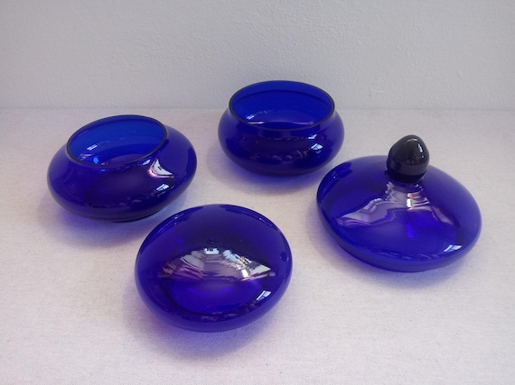 Luxury vintage glass storage trinkets, royal-navy-blu… - Gem