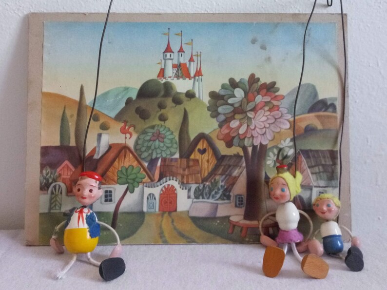 Puppet Theater Set of Backgrounds and Adorable Handmade Puppets, King ...