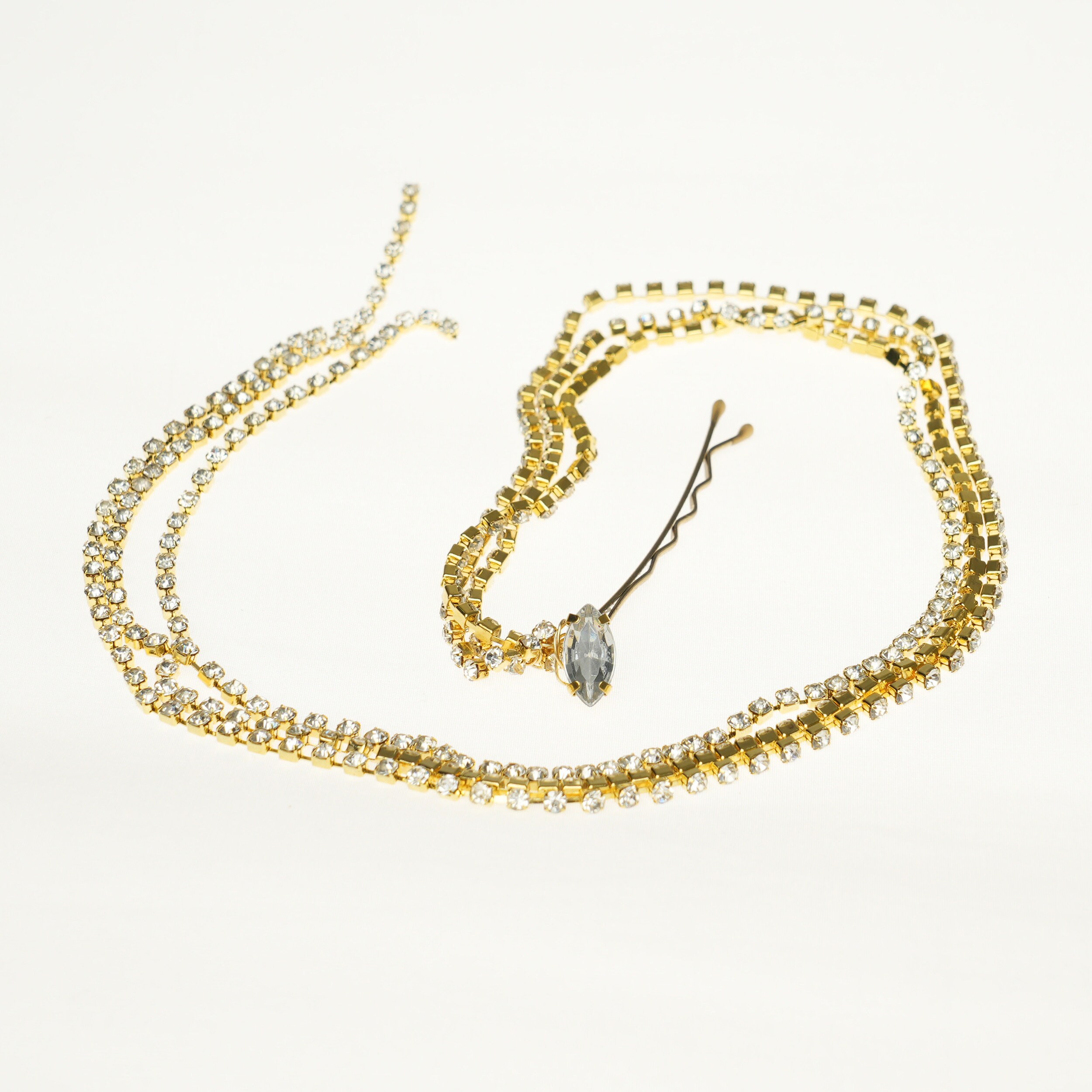 Swarovski Crystal Rhinestone Hair Chain: Gold Boho Bridal Hair Jewelry ...
