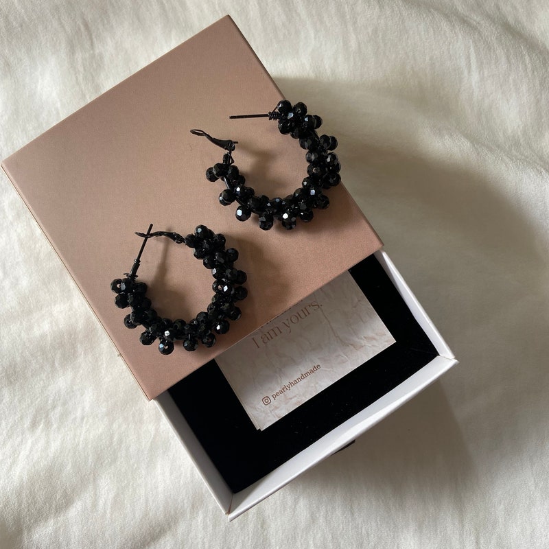 Black Hoop Earrings - Etsy