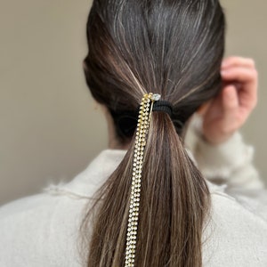 Swarovski Crystal Rhinestone Hair Chain: Gold Boho Bridal Hair Jewelry ...