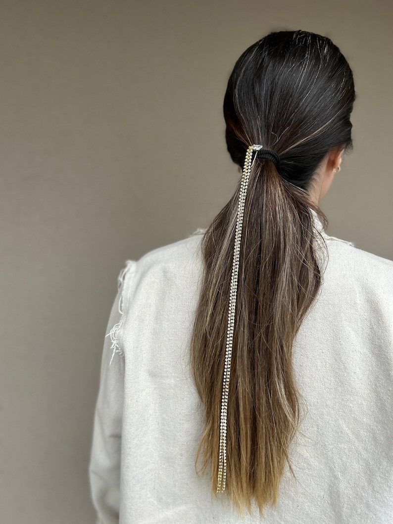 Swarovski Crystal Rhinestone Hair Chain: Gold Boho Bridal Hair Jewelry ...