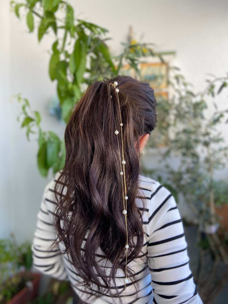 Elegant Pearl Hair Chain: Gold Princess Bridal Headpiece - Etsy Canada