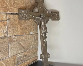 22.5in, Art Nouveau, Altar Cross, Candlesticks, Antique Religious ...
