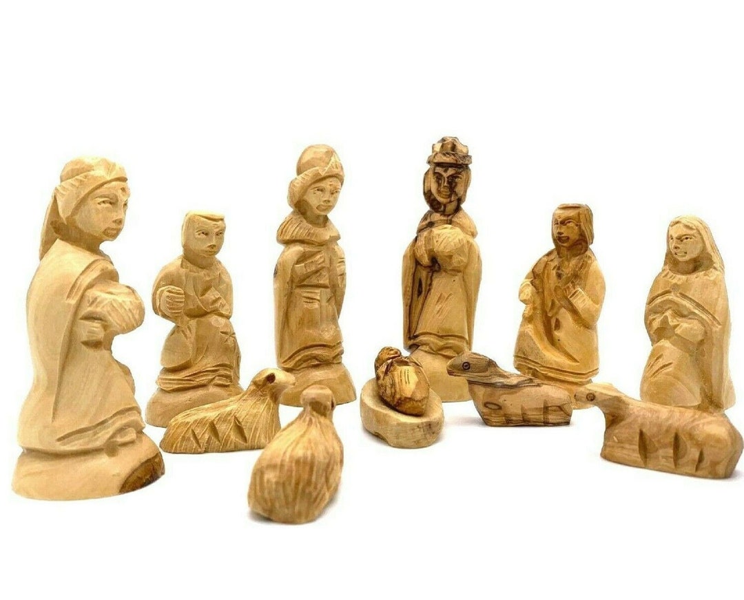 Nativity Scene Christmas Story Olive Wood Carved Set Holy Family 12pcs ...