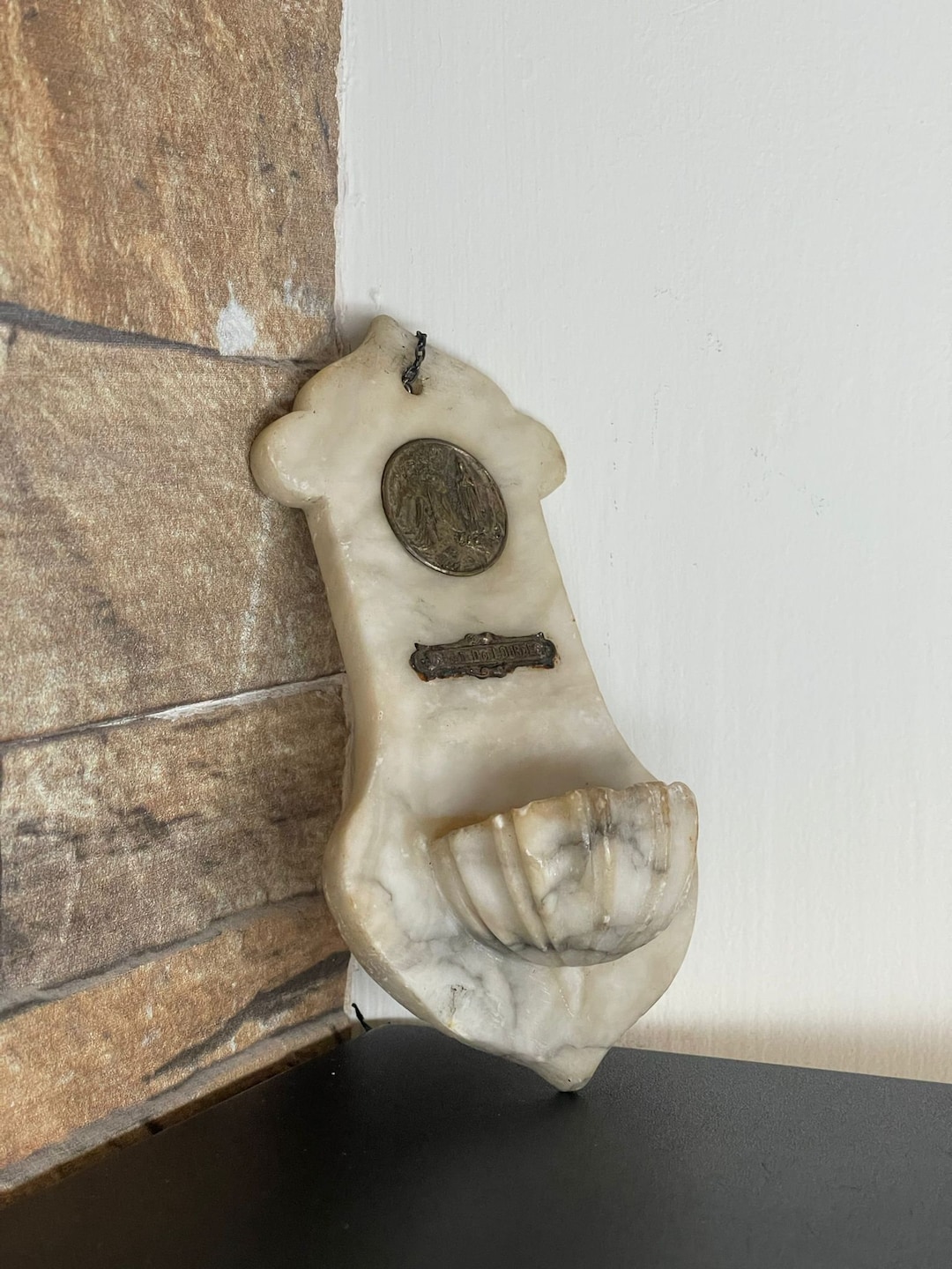 Antique French Marble Holy Water Font Wall Benitier Lourdes Religious ...