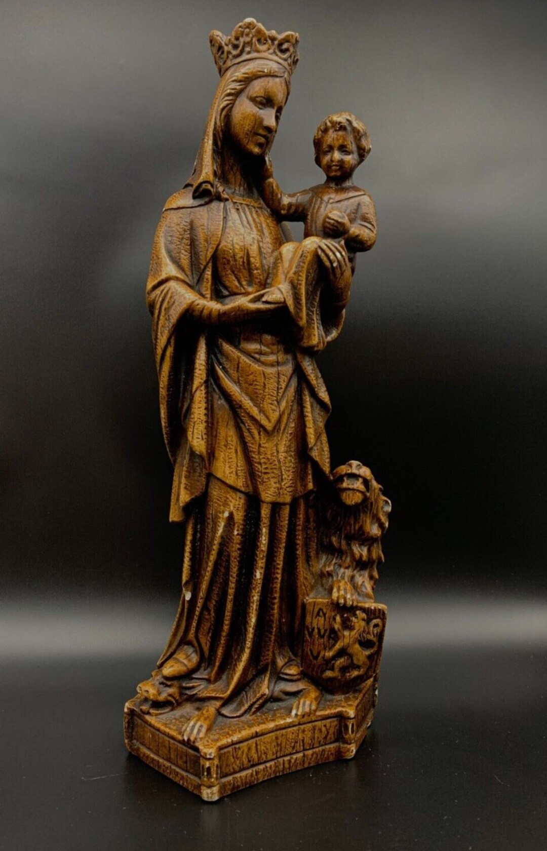 Large Antique Chalkware Madonna & Child Figurine Flanders Religious ...