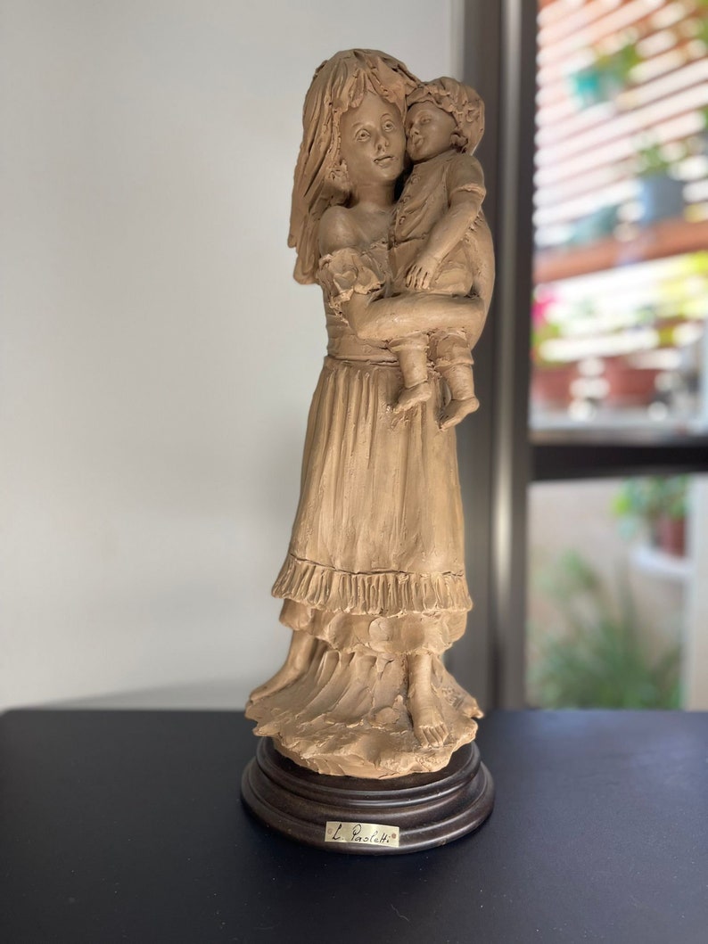 L.paoletti Terracotta Statue of Young Mother With Child Statue ...