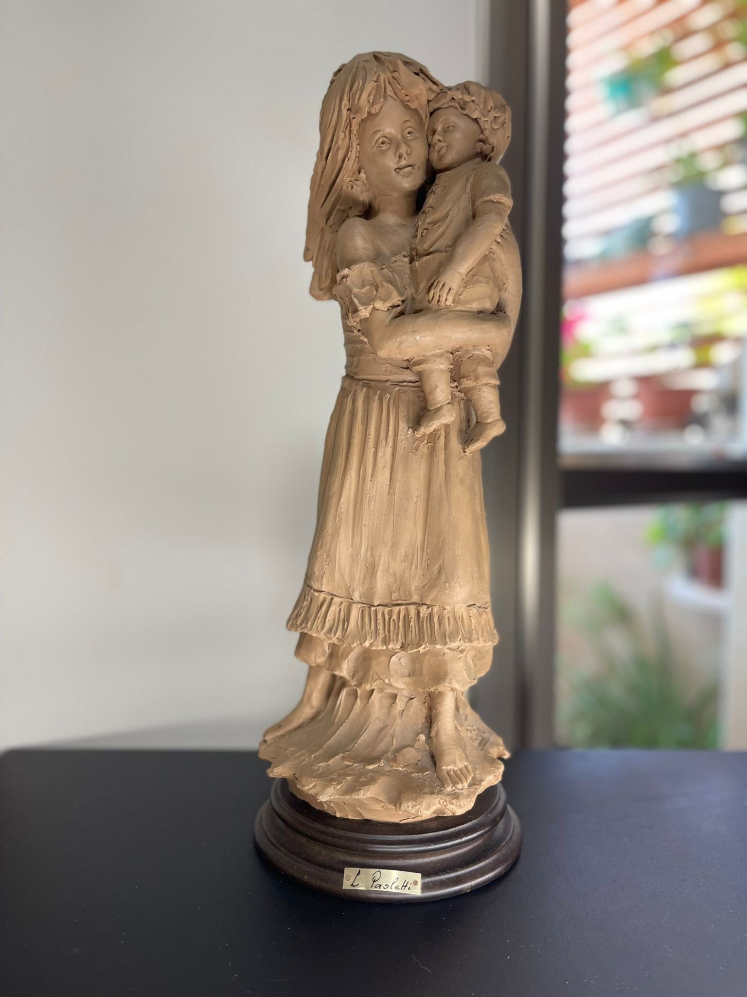 L.paoletti Terracotta Statue of Young Mother With Child Statue ...