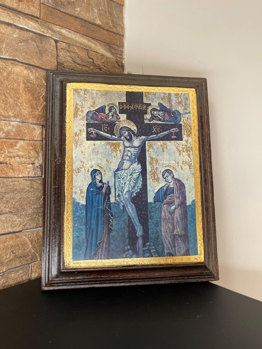 Vintage Jesus Christ Cross Icon, 20th Century Orthodox Wood & Gold - Etsy