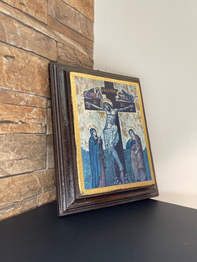 Vintage Jesus Christ Cross Icon, 20th Century Orthodox Wood & Gold - Etsy