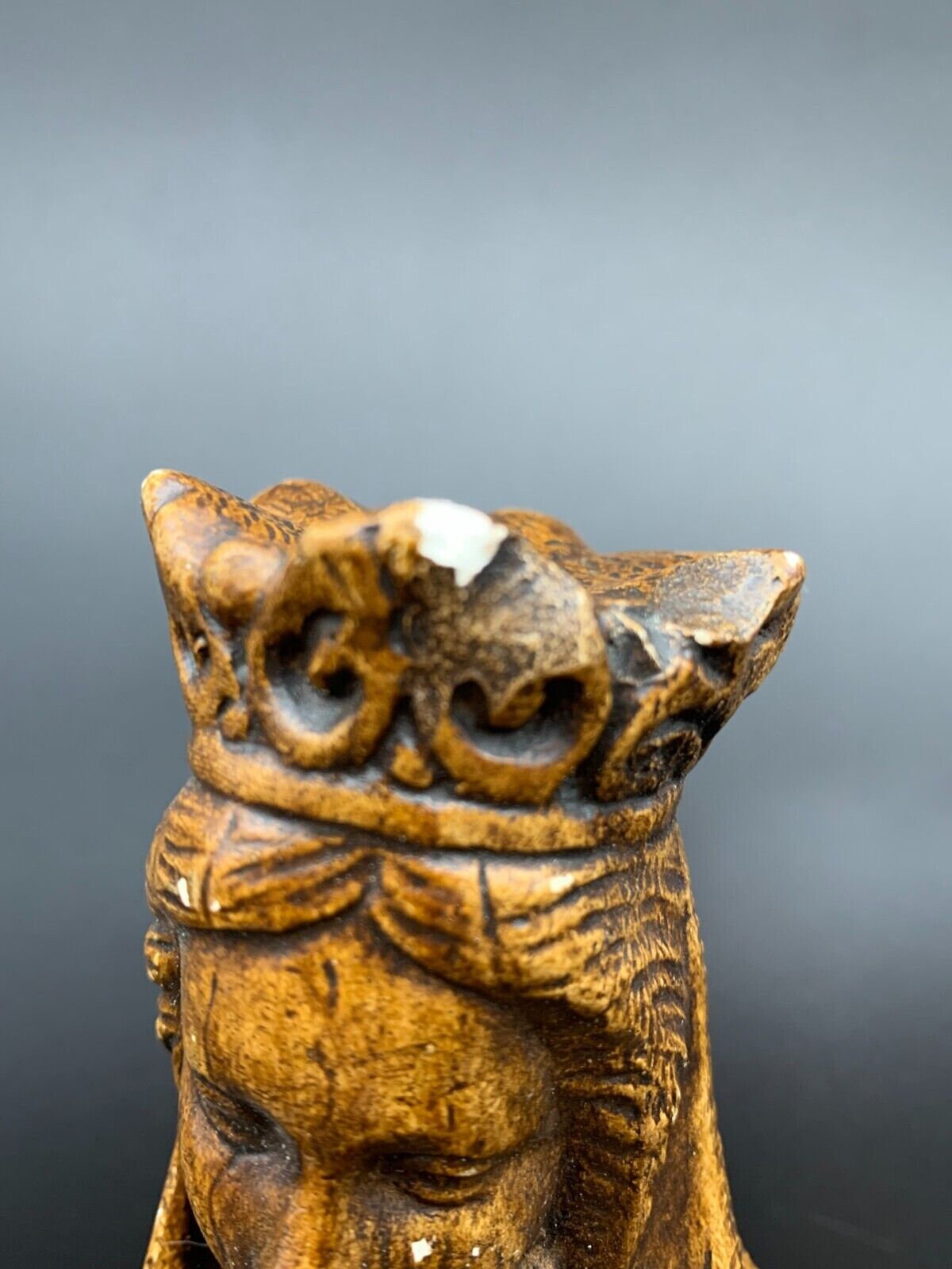 Large Antique Chalkware Religious Madonna Statue Figurine Flanders Lion ...