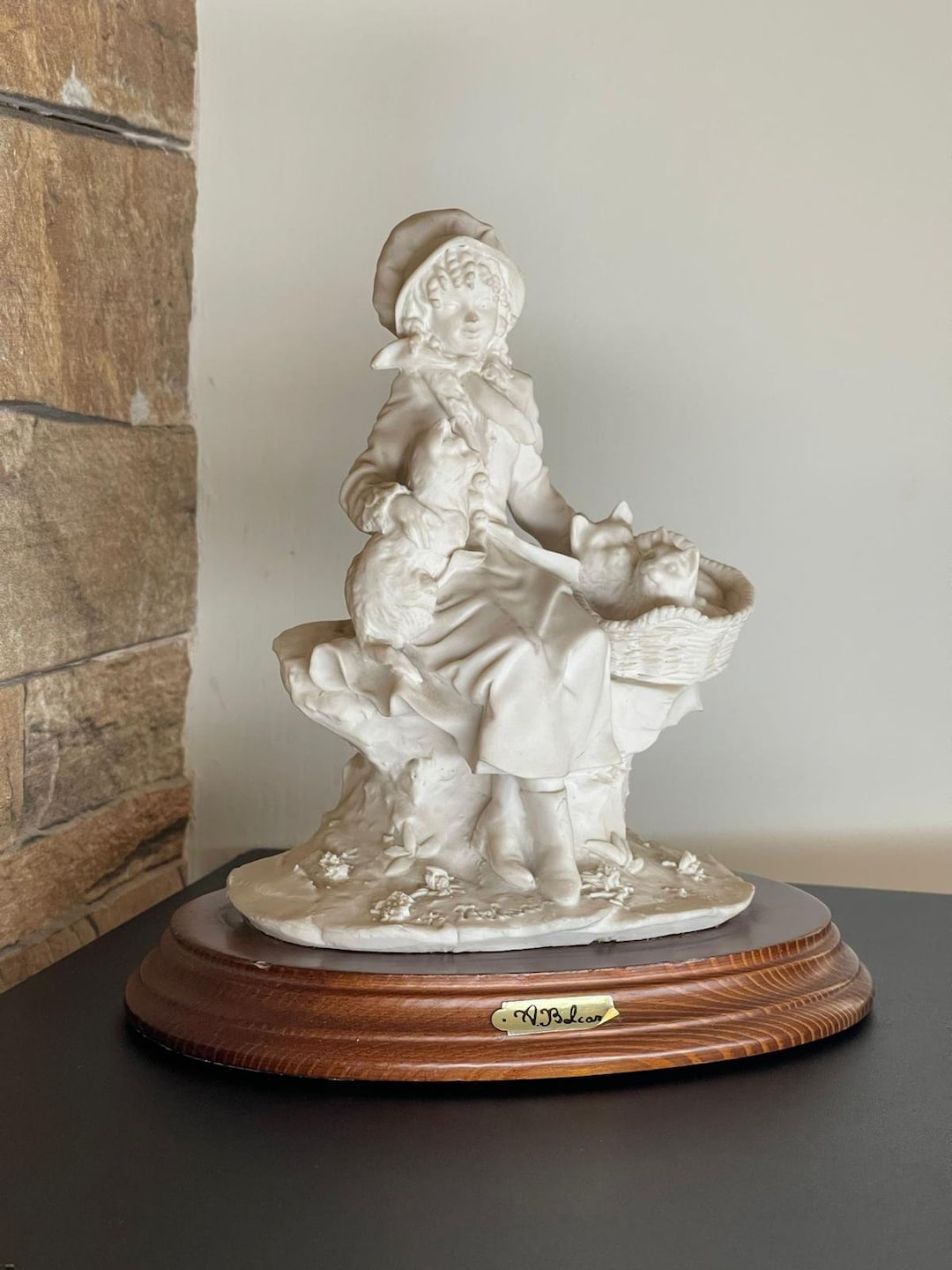 Belcari Capodimonte of Lady & Dogs Statue Rare Bisque Porcelain Italian ...