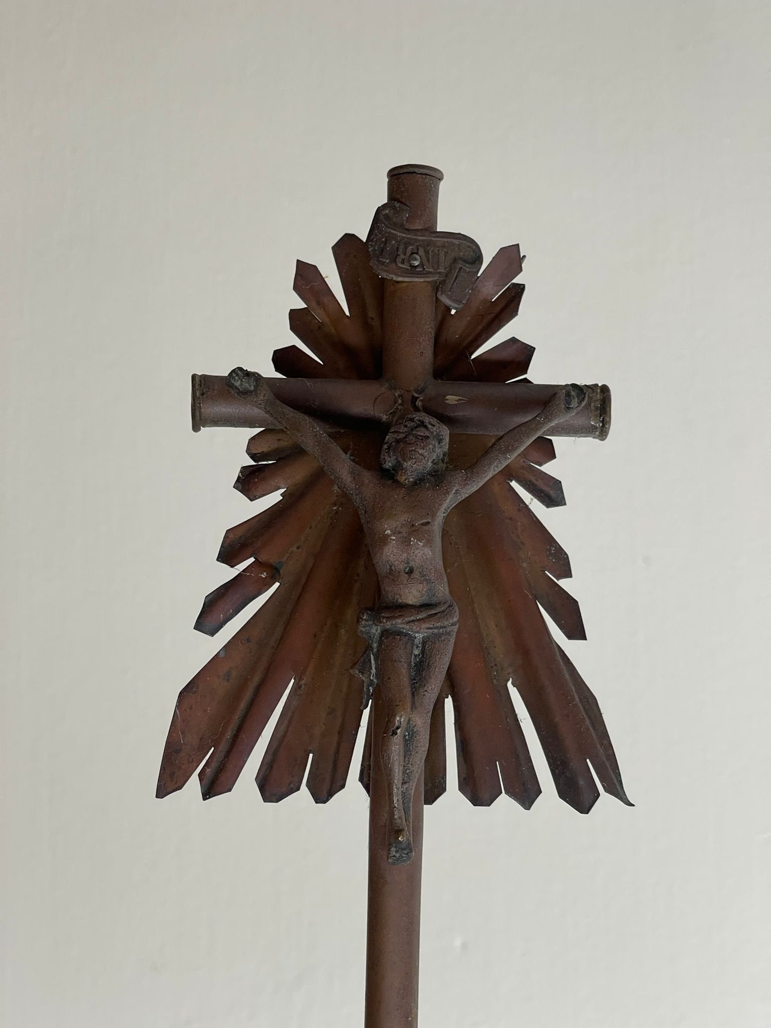 Altar Crucifix Standing Metal Cross Christi Antique Jesus Sacred Heart ...