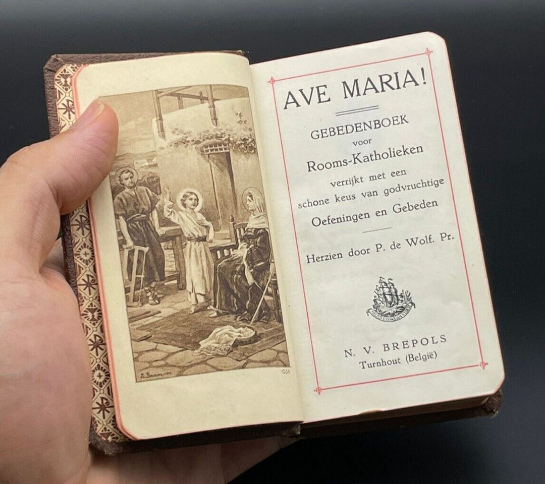 Vintage AVE MARIA Book 1947 Traditional Catholic Small Embossed Leather ...