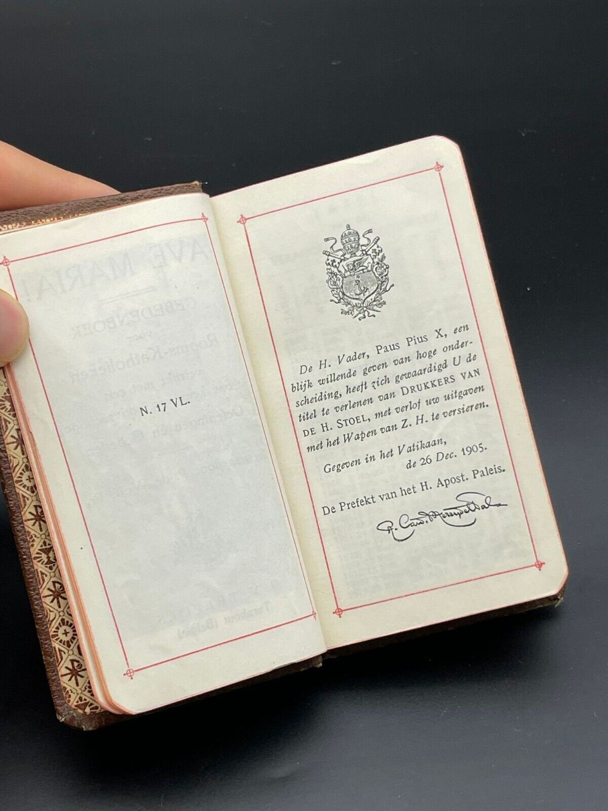 Vintage AVE MARIA Book 1947 Traditional Catholic Small Embossed Leather ...