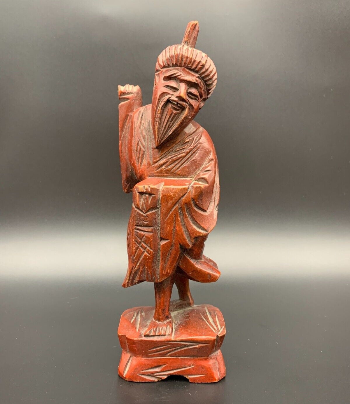 Wooden Antique Chinese Nanmu Engraved Immortal Qing Wise Man Oriental 8 ...