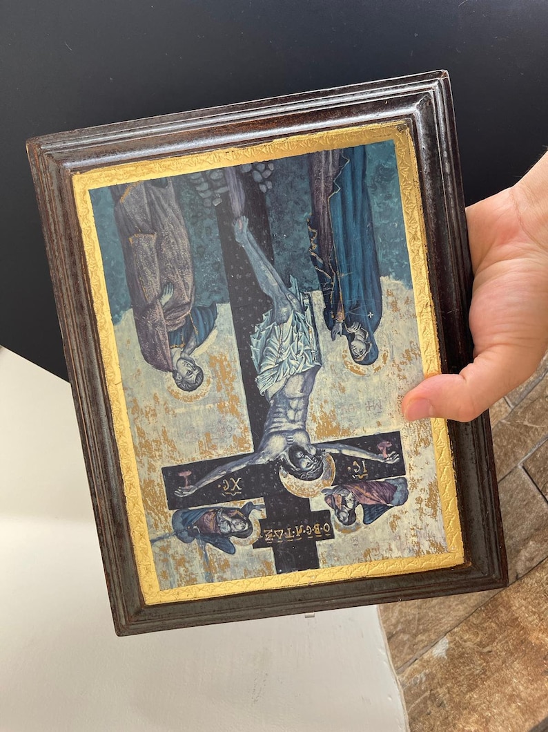 Vintage Jesus Christ Cross Icon, 20th Century Orthodox Wood & Gold - Etsy