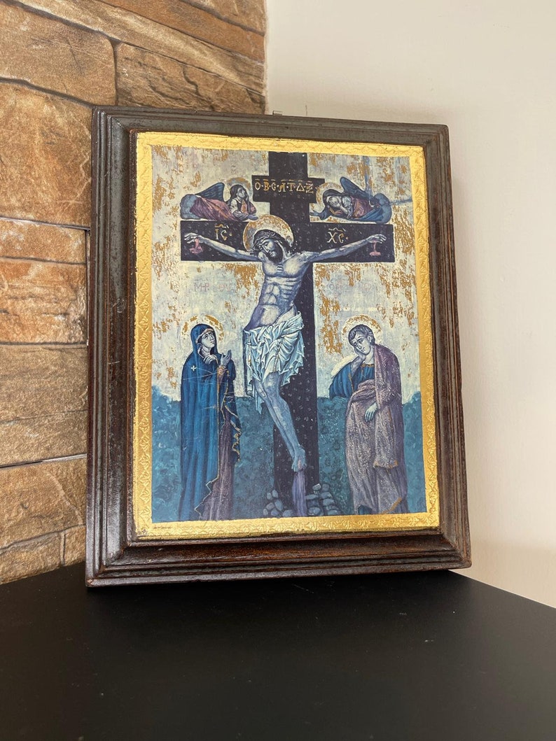 Vintage Jesus Christ Cross Icon, 20th Century Orthodox Wood & Gold - Etsy